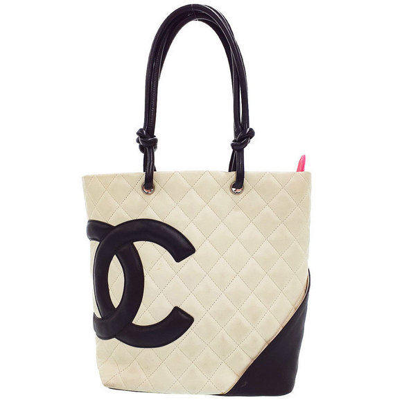 CHANEL | Bags | Chanel Cambon Line Medium Tote Bag White Black | Poshmark